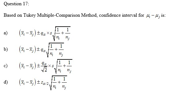 Solved Question 17: Based on Tukey Multiple-Comparison | Chegg.com