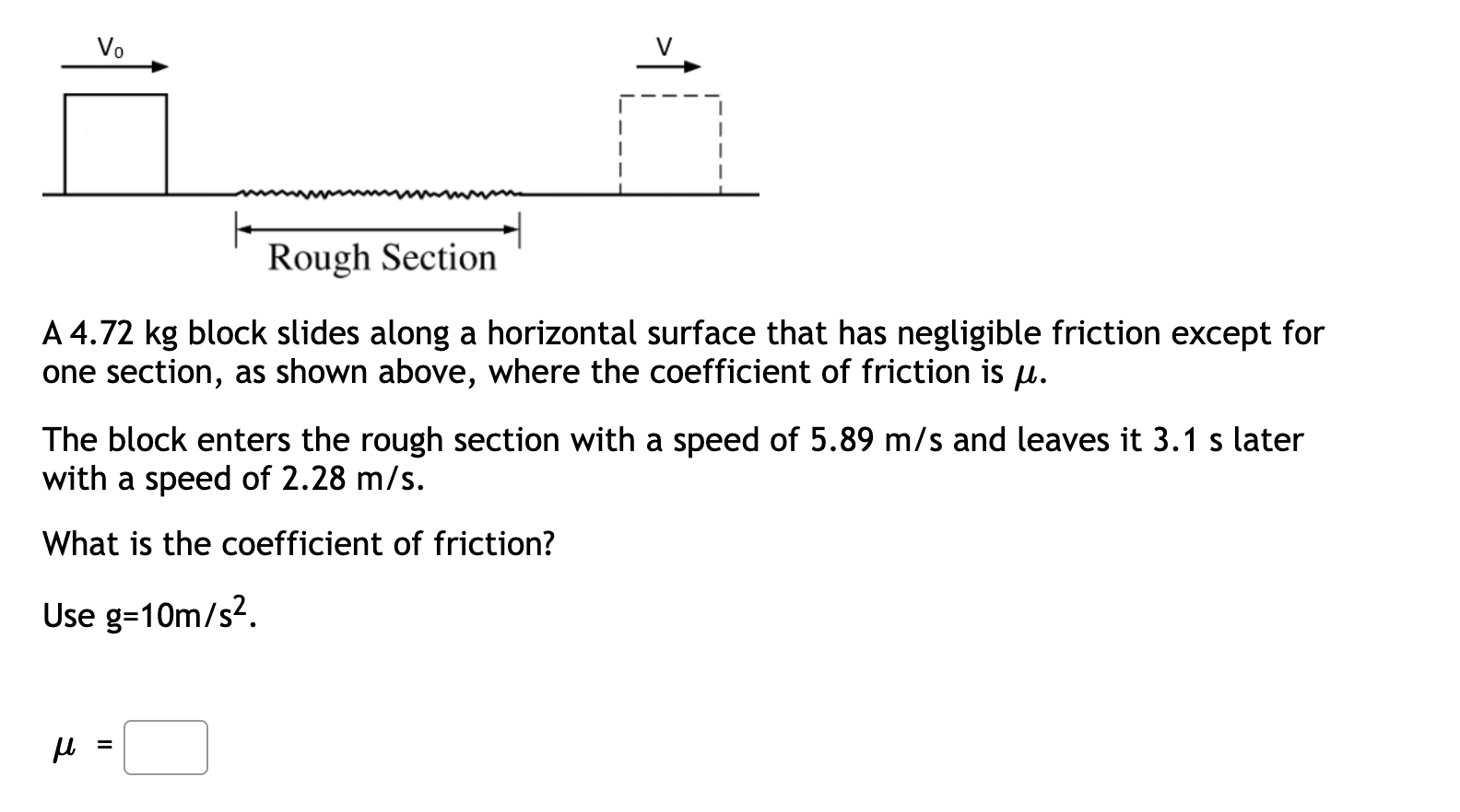 Solved A 4.72 kg block slides along a horizontal surface | Chegg.com