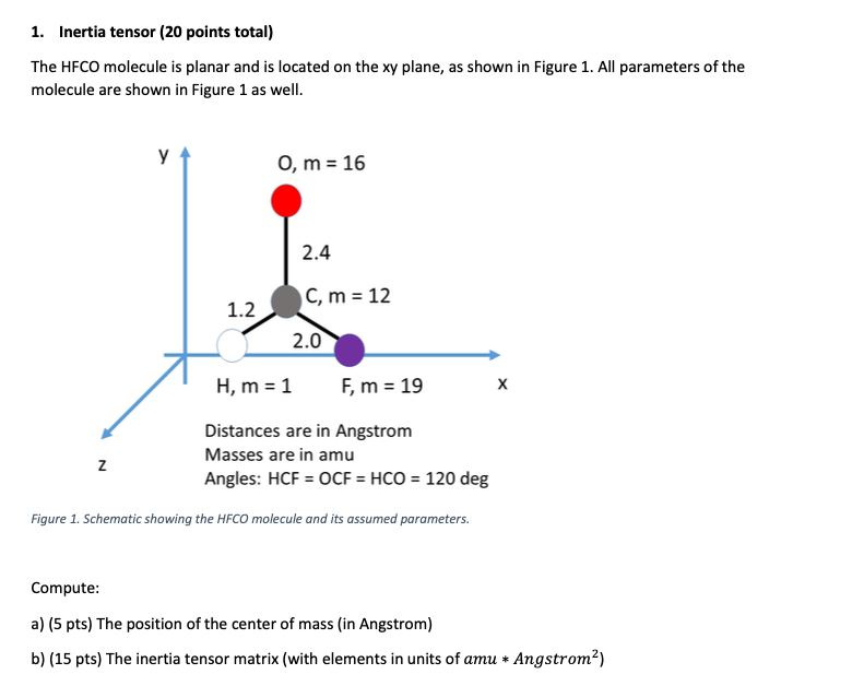 Solved 1. Inertia tensor (20 points total) The HFCO molecule | Chegg.com