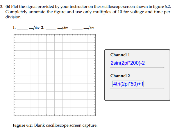 1. Recreate the oscilloscope plot from problem 3 | Chegg.com