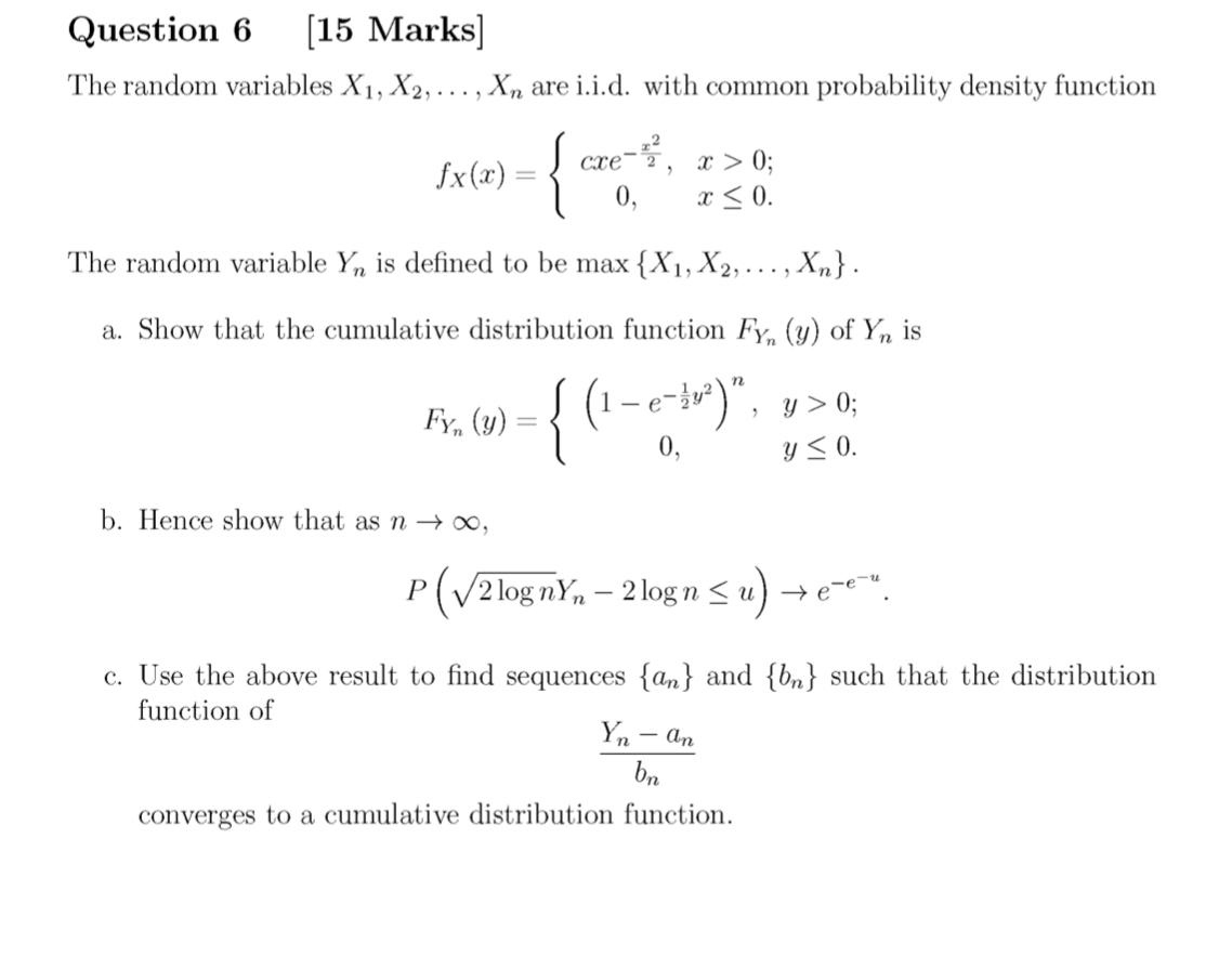 Solved Question 6 (15 Marks] The random variables X1, X2, | Chegg.com