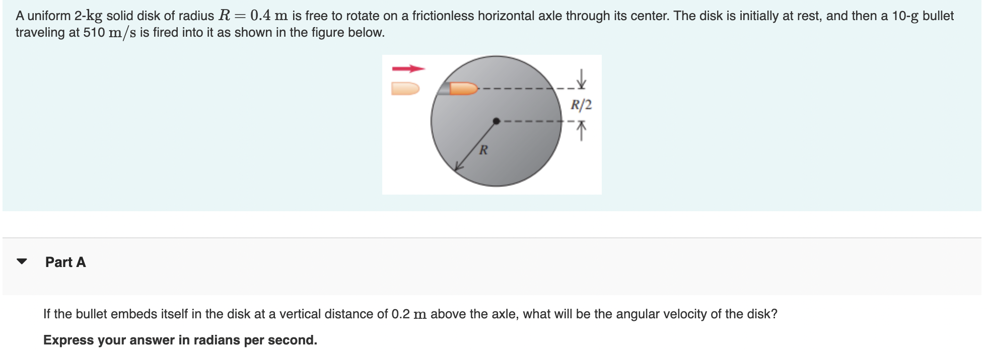 Solved A uniform 2- kg solid disk of radius R=0.4 m is free | Chegg.com
