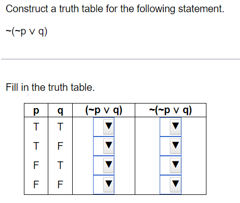 Solved Construct a truth table for the following statement. | Chegg.com