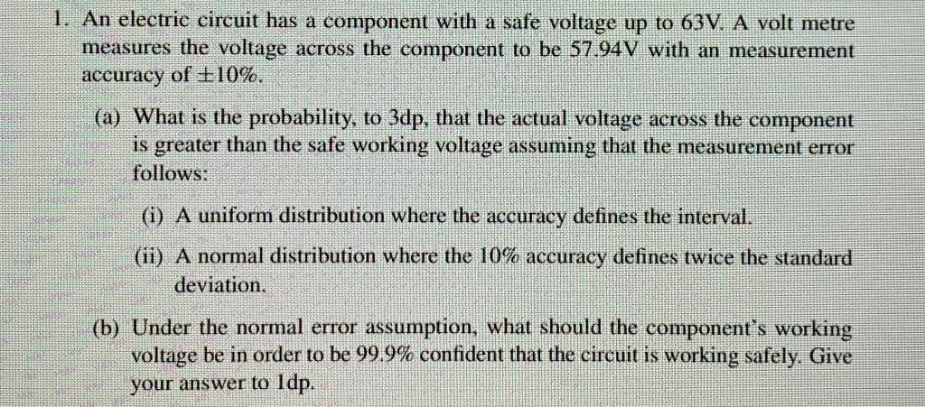 Solved 1. An electric circuit has a component with a safe | Chegg.com