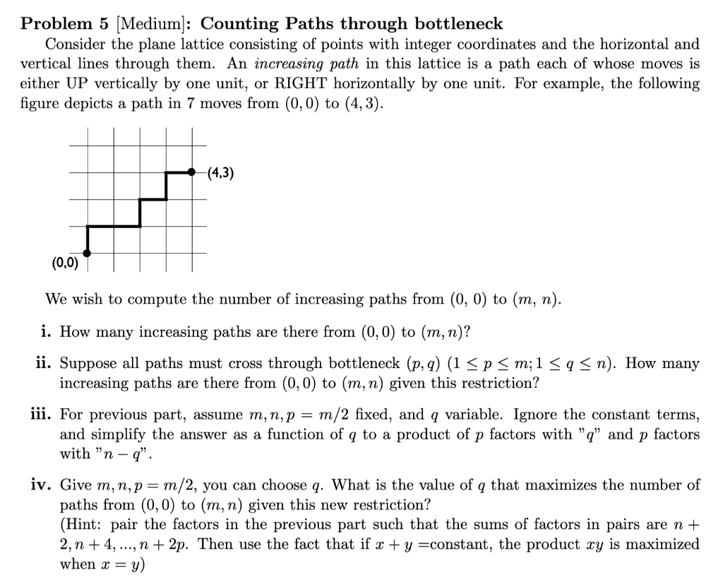Solved Problem 5 (Medium): Counting Paths through bottleneck | Chegg.com