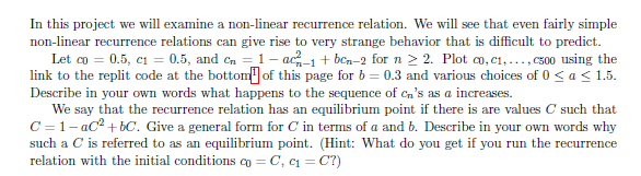 Solved In This Project We Will Examine A Non Linear