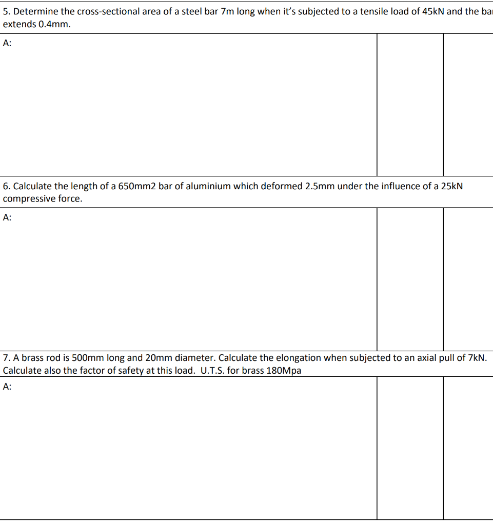 Solved 5. Determine the cross-sectional area of a steel bar | Chegg.com