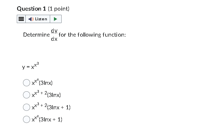 Solved Determine dxdy for the following function: | Chegg.com