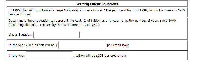 Solved Writing Linear Equations | Chegg.com