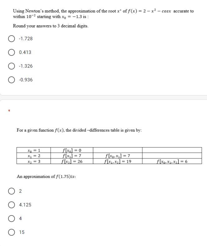 Solved Using Newtons Method The Approximation Of The Root X