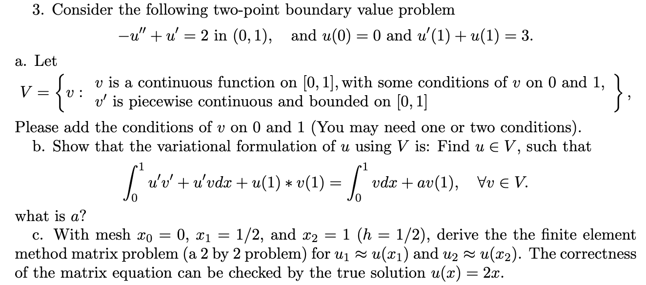Solved 3. Consider the following two-point boundary value | Chegg.com