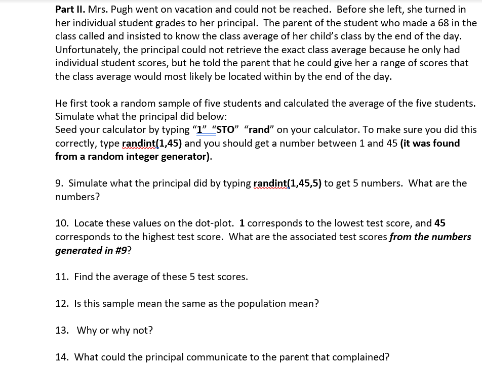 Solved Part I. Mrs. Pugh recorded all of the semester grades | Chegg.com