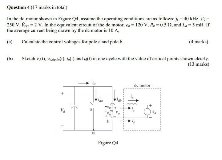 Solved Question 4 (17 marks in total) In the dc-motor shown | Chegg.com
