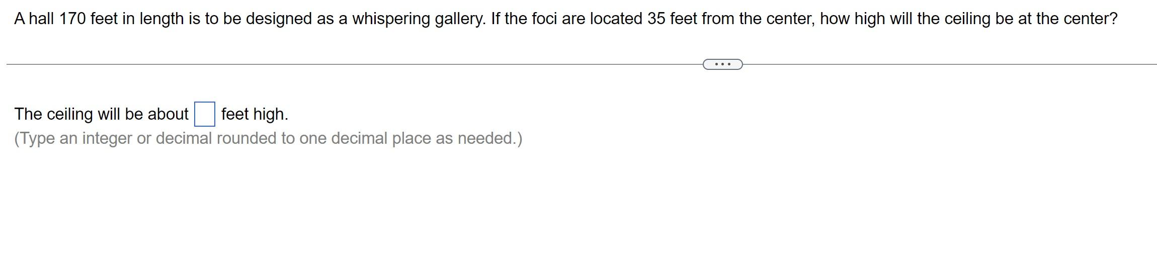 Solved A hall 170 feet in length is to be designed as a | Chegg.com