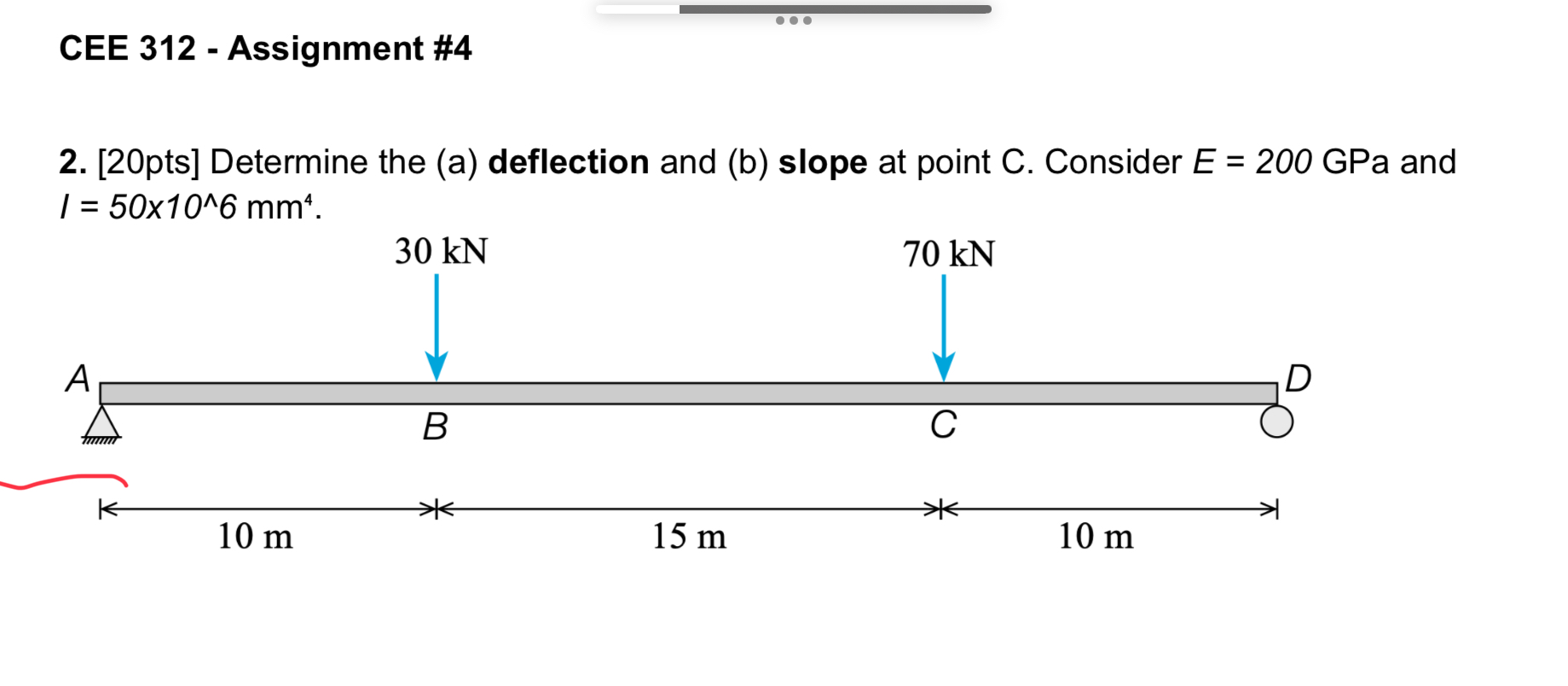Solved CEE 312 - ﻿Assignment #42. [20pts] ﻿Determine the (a) | Chegg.com