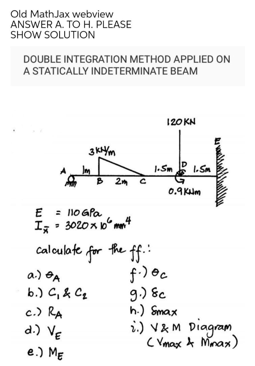 Solved Old MathJax webview ANSWER A. TO H. PLEASE SHOW | Chegg.com