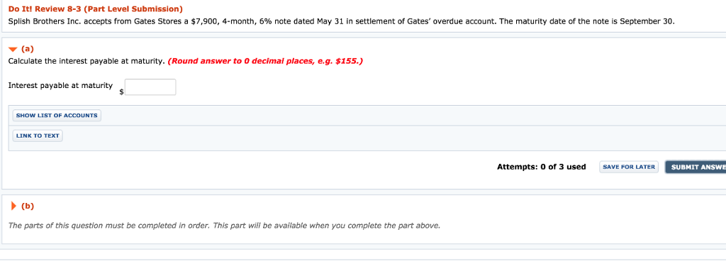 Solved Do It! Review 8-3 (Part Level Submission) Splish | Chegg.com