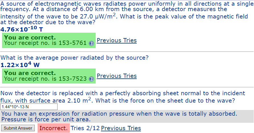 Solved A source of electromagnetic waves radiates power | Chegg.com