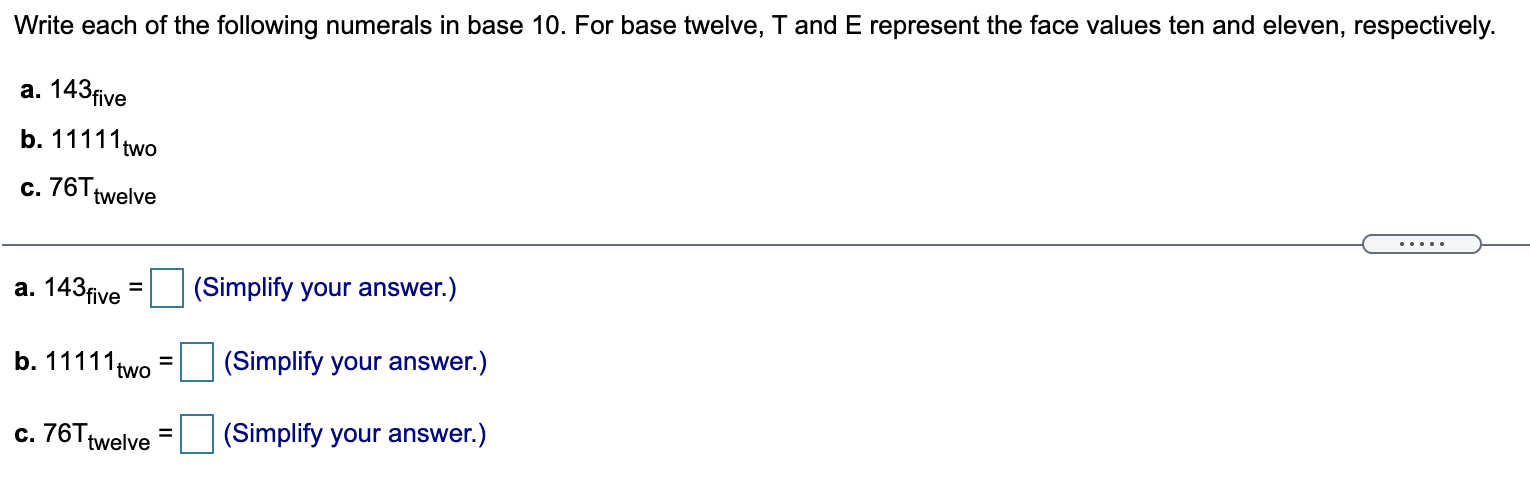 Solved Write each of the following numerals in base 10. For | Chegg.com
