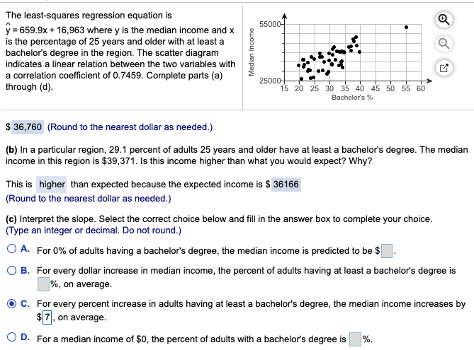Solved 55000-1 The least-squares regression equation is y = | Chegg.com