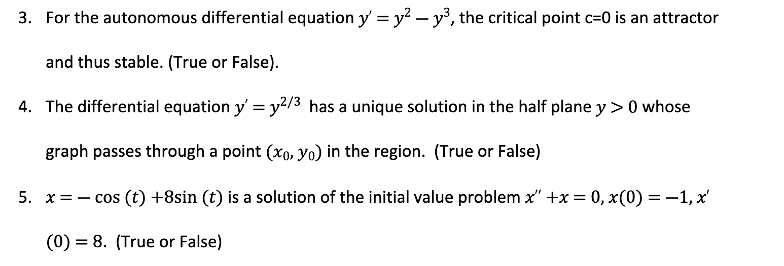 Solved 3. For the autonomous differential equation y' = y2 – | Chegg.com