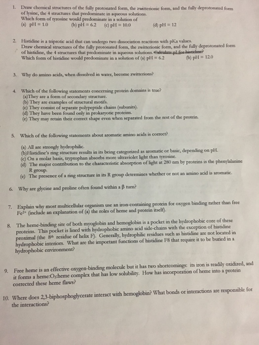 Solved 1. Draw chemical structures of the fully protonated | Chegg.com