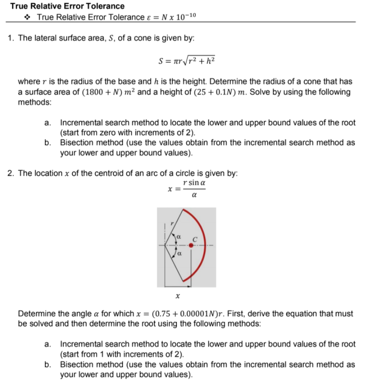 True Relative Error Tolerance * True Relative Error | Chegg.com