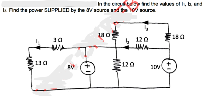 Solved In the circuit below find the values of I1,I2, | Chegg.com