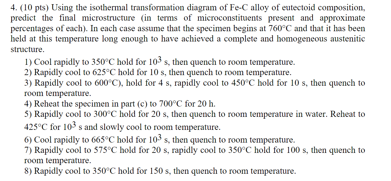 Solved 4. (10pts) Using the isothermal transformation | Chegg.com