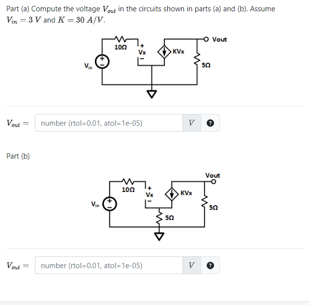 Solved Part (a) ﻿Compute the voltage Vout ﻿in the circuits | Chegg.com