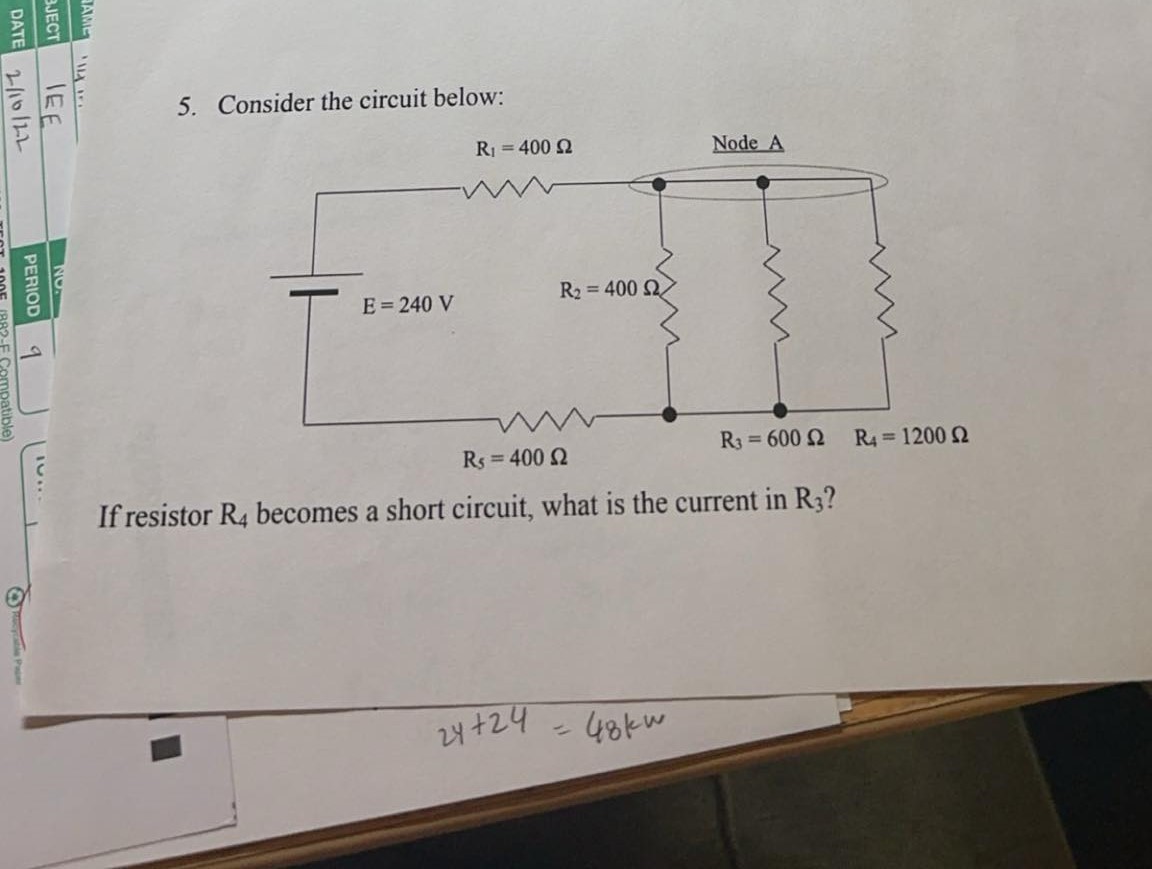 Solved Consider the circuit below:If resistor R4 ﻿becomes a | Chegg.com