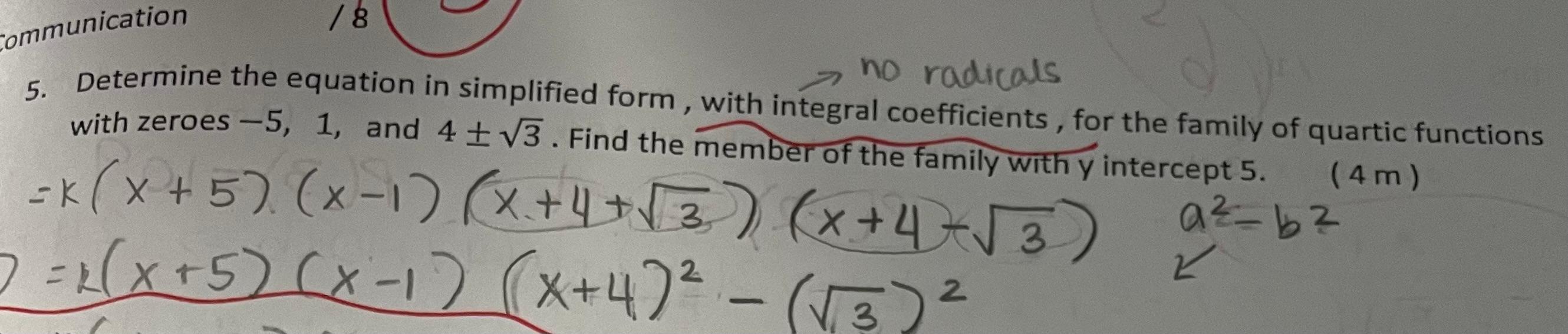 Solved 5. Determine the equation in simplified form, with | Chegg.com