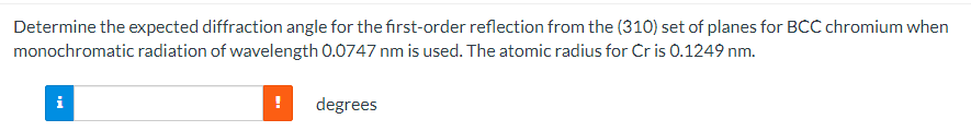 Solved Determine the expected diffraction angle for the | Chegg.com