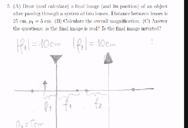 Solved 5. (A) Draw (and calculate) a final image and its | Chegg.com