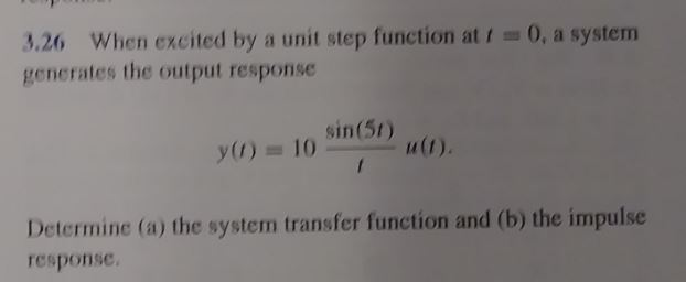 Solved 3.26 When excited by a unit step function at 0, a | Chegg.com