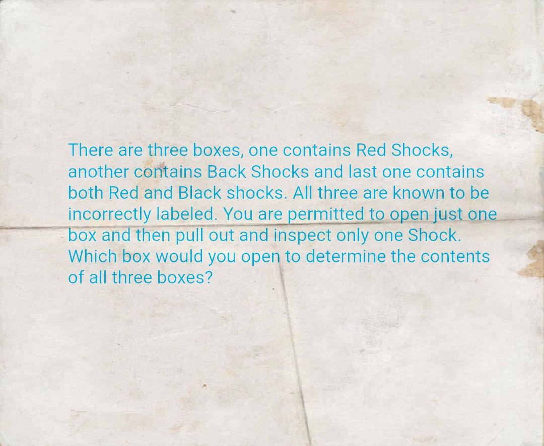 Solved There are three boxes, one contains Red Shocks, | Chegg.com