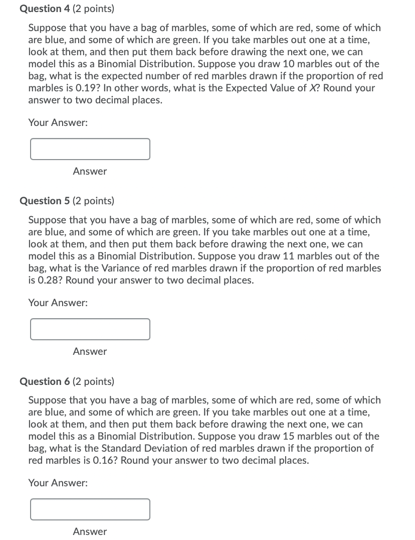 Solved Binomial Distributions Question 1 (2 points) Suppose | Chegg.com