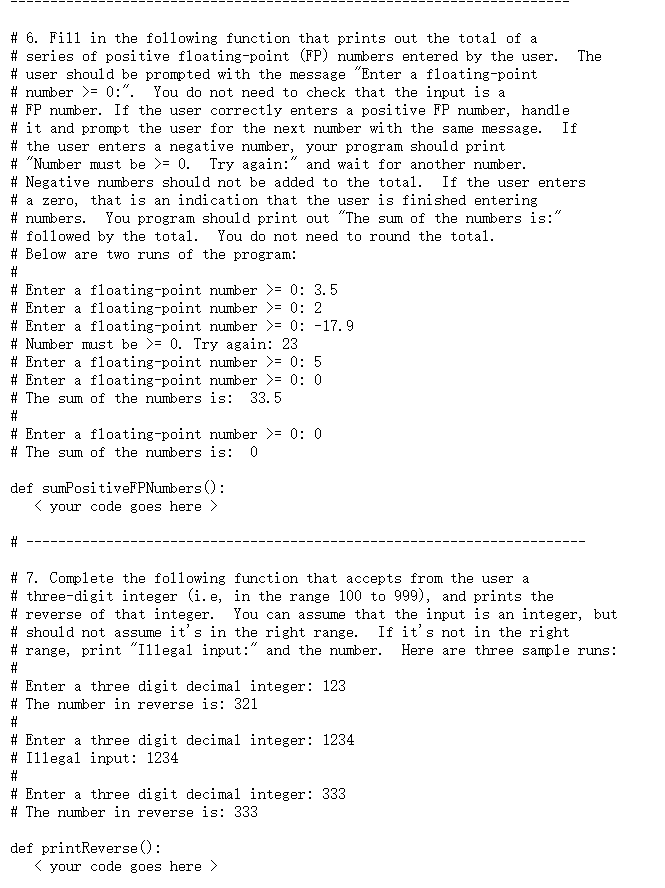 Solved # 6. Fill in the following function that prints out | Chegg.com