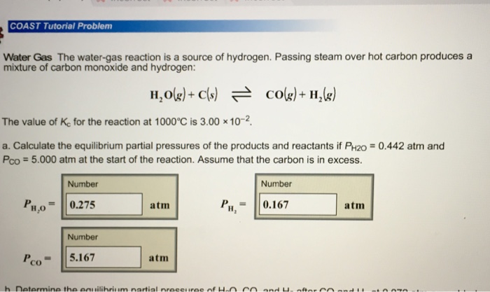 Solved COAST Tutorial Problem Water Gas The water-gas | Chegg.com