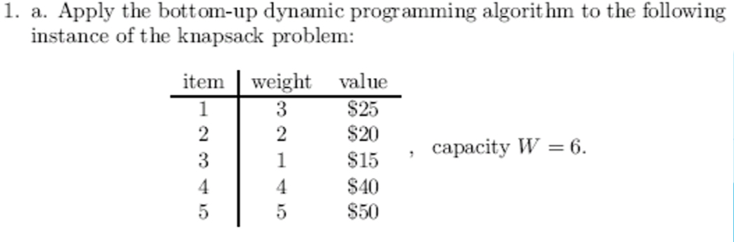 Solved A ﻿apply The Bottom Up Dynamic Programming Algorithm