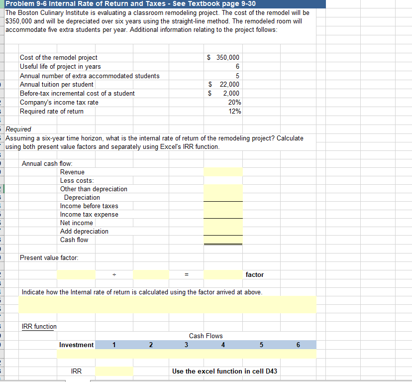 Solved Problem 9-6 Internal Rate of Return and Taxes - See | Chegg.com