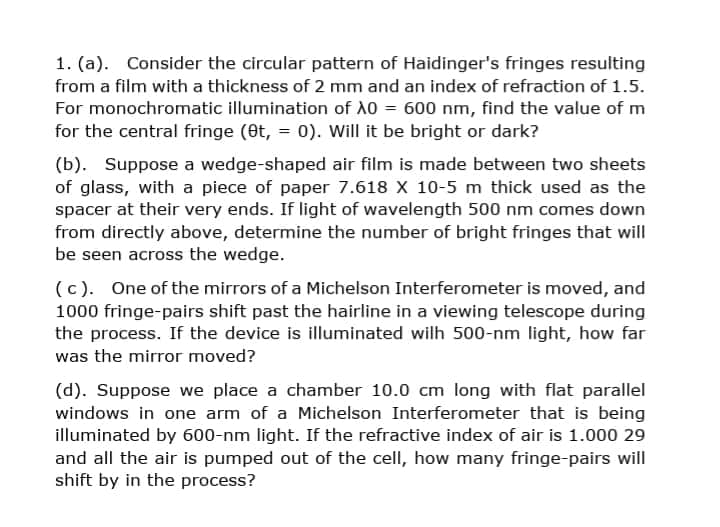 Solved 1. (a). Consider the circular pattern of Haidinger's | Chegg.com
