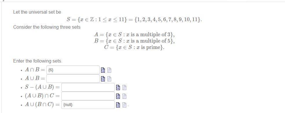 Solved Let the universal set | Chegg.com