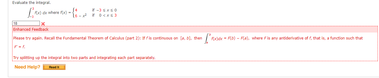 Solved Evaluate the integral. ∫−33f(x)dx where f(x)={46−x2 | Chegg.com