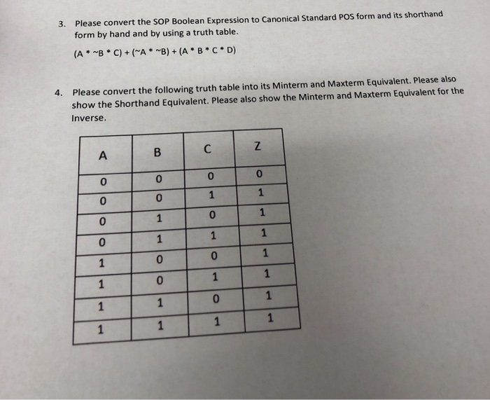 Solved Please Convert The Sop Boolean Expression Form By