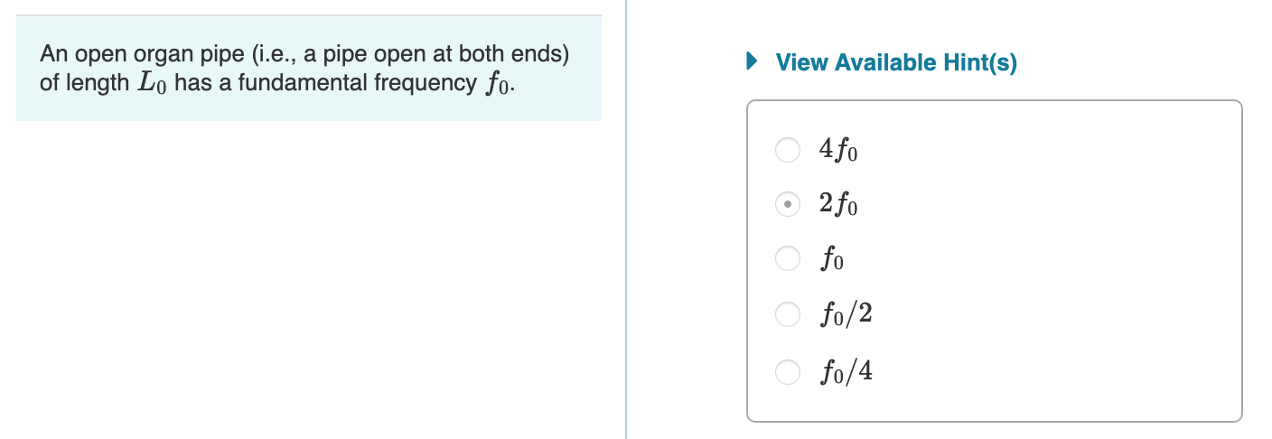 Solved An open organ pipe (i.e., a pipe open at both ends) | Chegg.com