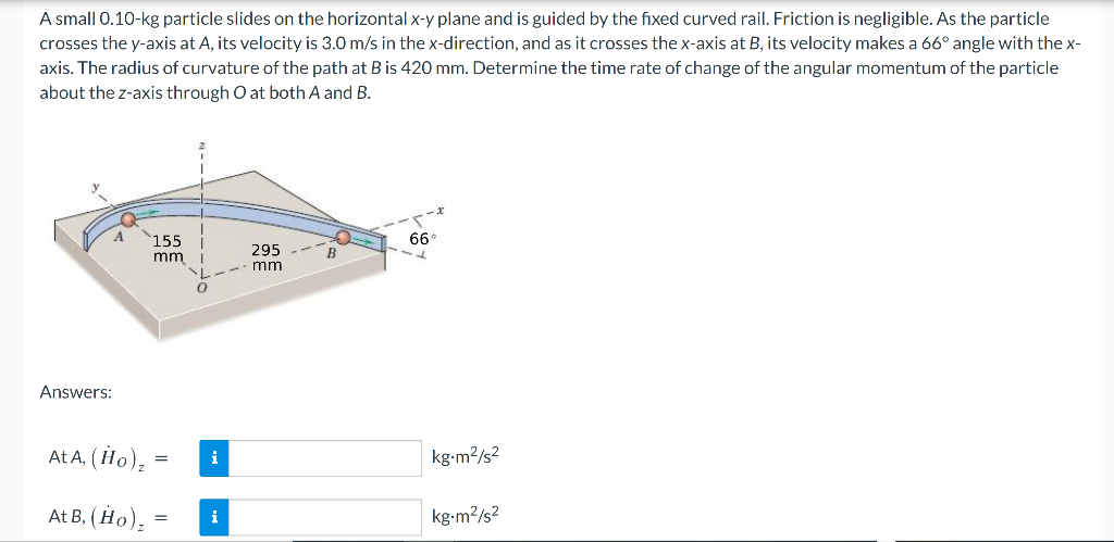 Solved A small 0.10−kg particle slides on the horizontal x−y | Chegg.com