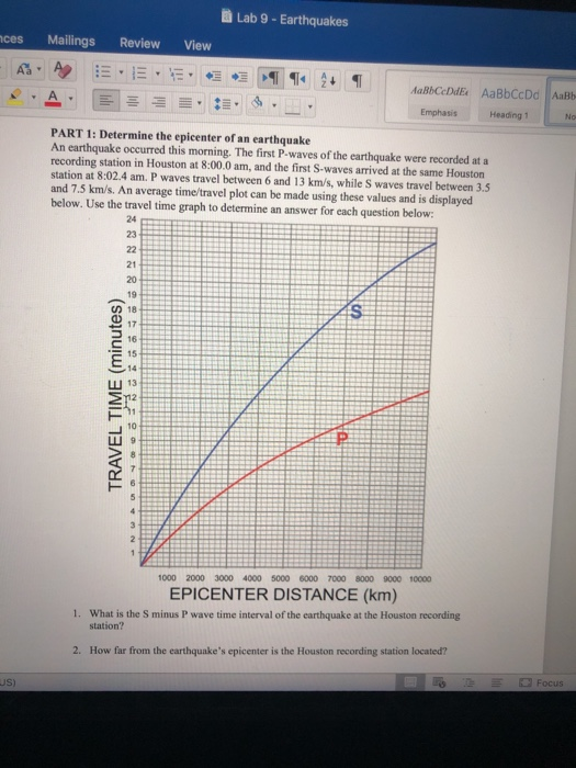 Solved Lab 9 Earthquakes Ces Mailings Review View Heading 1