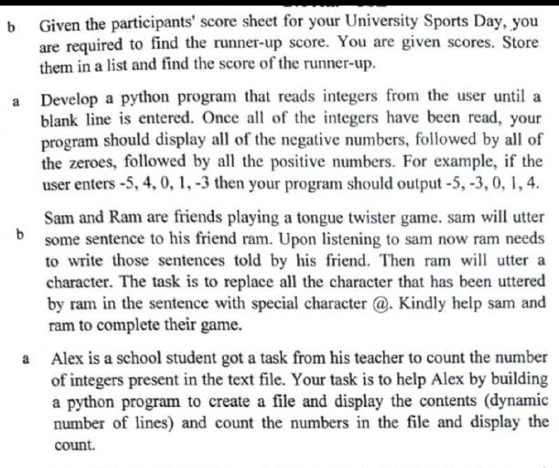 Solved b a Given the participants' score sheet for your | Chegg.com
