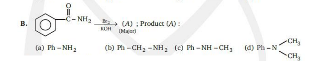 Solved C-NH2 B. Br2 (A) ; Product (A): KOH (Major) -CH3 (a) | Chegg.com